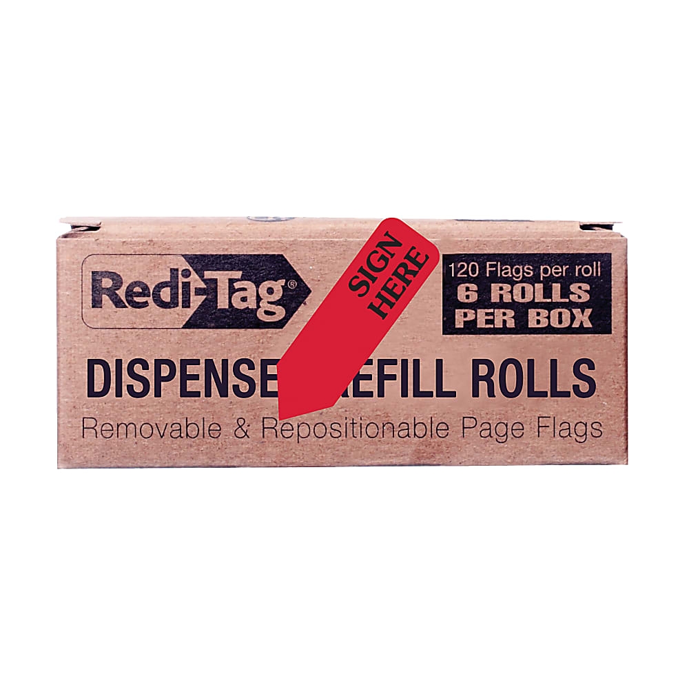 Redi-Tag® Preprinted Signature Flags Refill, SIGN HERE, Red, Box Of 6 ...