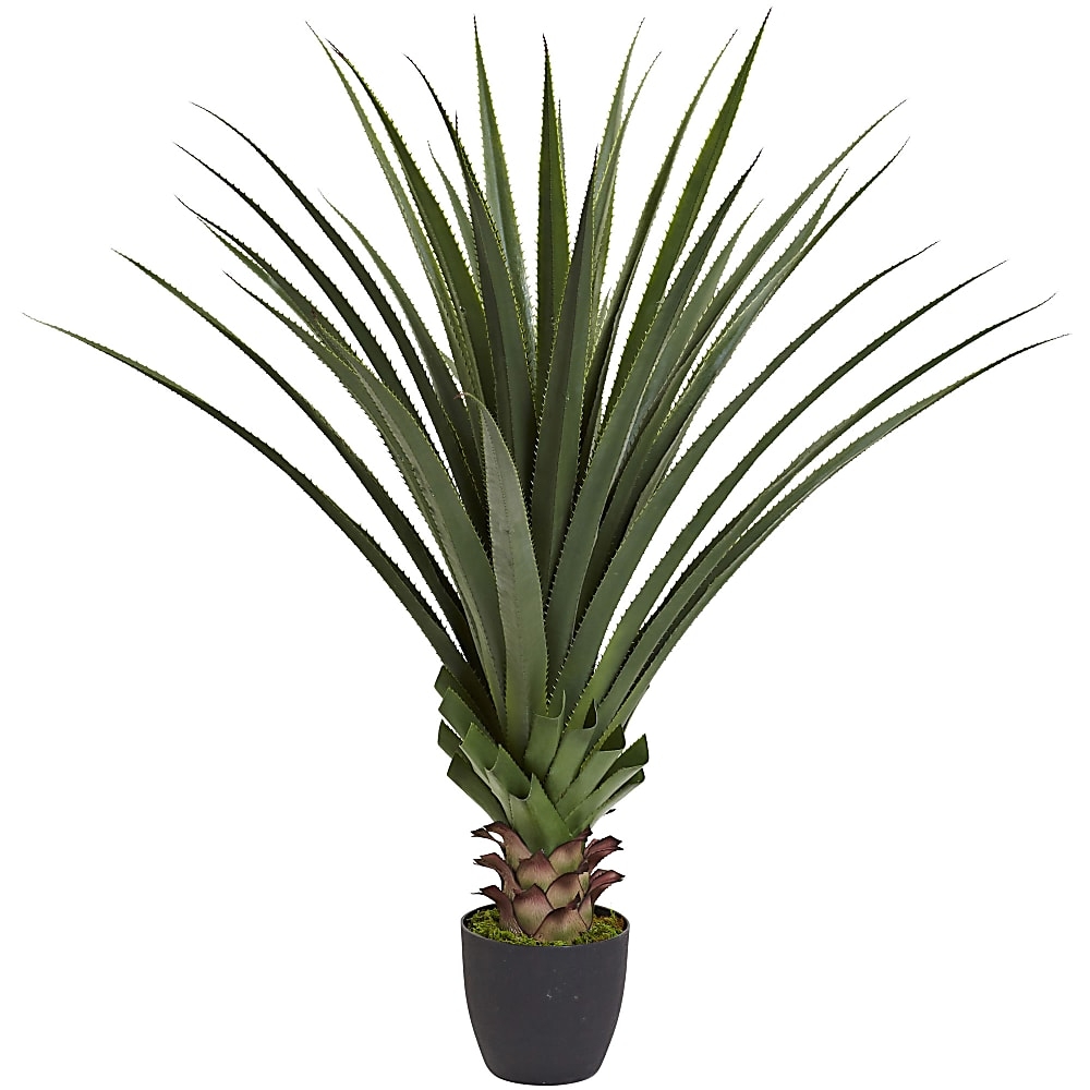 Nearly Natural 4'H Plastic Spiked Agave Plant With Pot, Green Deals and ...
