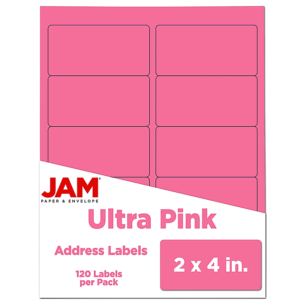 JAM Paper® Mailing Address Labels, Rectangle, 2"" x 4"", Pink, Pack Of ...