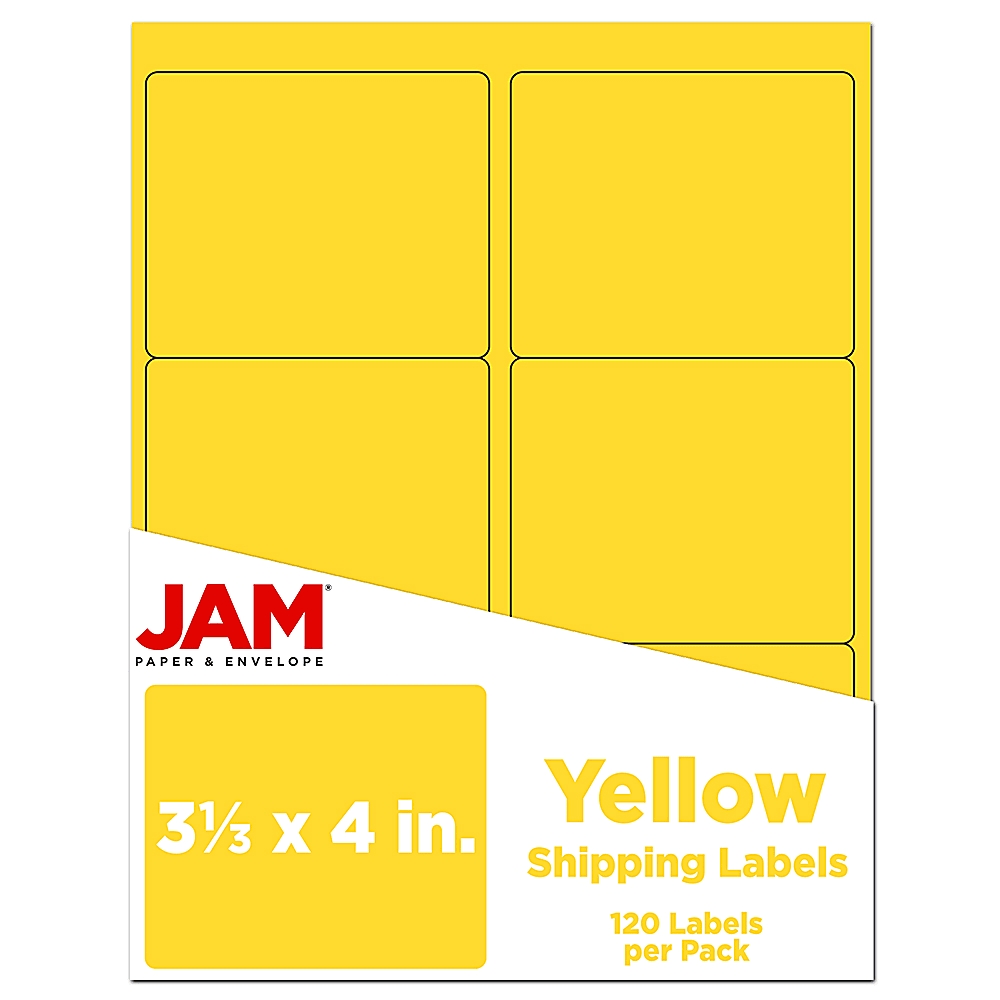 JAM Paper® Mailing Address Labels, Rectangle, 3 1/3" x 4", Yellow, Pack Of 120 Deals and Price ...