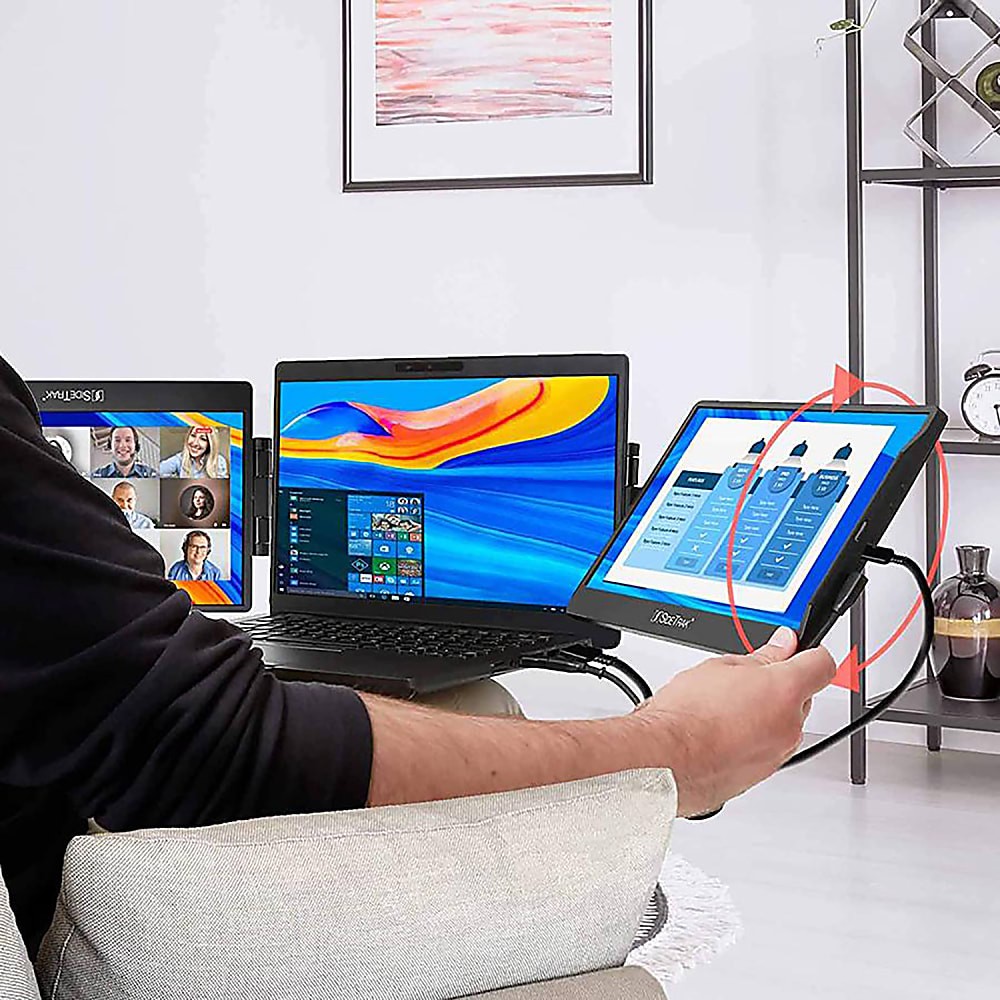 Luxor SideTrak Swivel Triple HD 12.5"" Attachable Portable Monitors ...