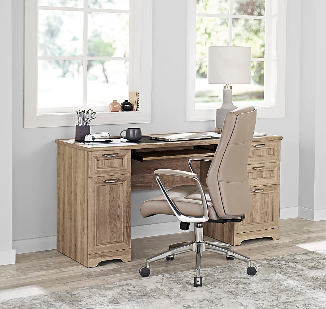 Realspace Magellan 59""W Manager's Desk, Blonde Ash Best Deals and ...