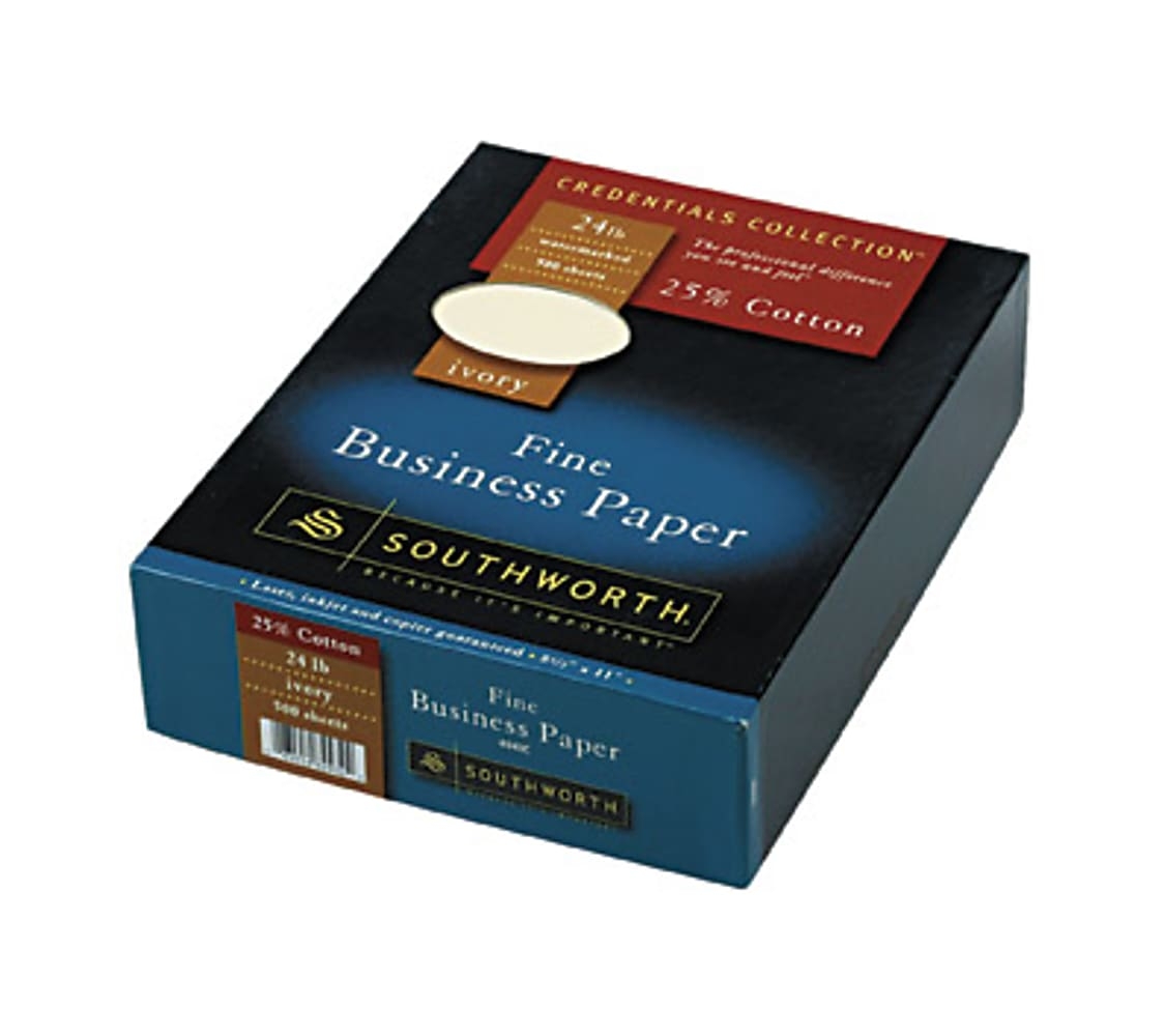 Southworth® 25% Cotton Business Paper, Letter Size (8 1/2" x 11"), 24 ...