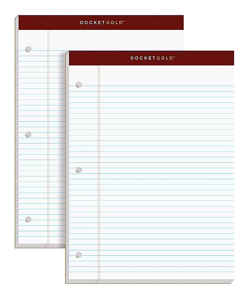 TOPS™ Double Docket™ Gold Writing Pads, 8 1/2"" x 11"", Narrow Ruled ...