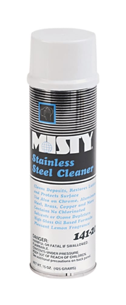 Misty® Stainless Steel Cleaner And Polish, Lemon Scent, 15 Oz Can, Case ...