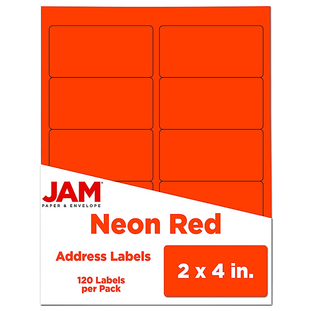 JAM Paper® Mailing Address Labels, Rectangle, 2" x 4", Neon Red, Pack ...
