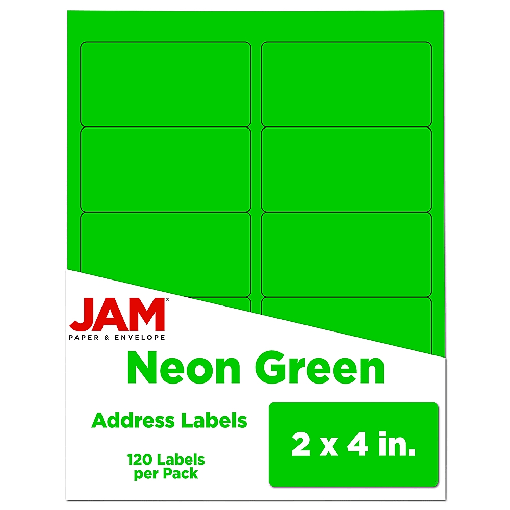JAM Paper® Mailing Address Labels, Rectangle, 2" x 4", Neon Green, Pack ...