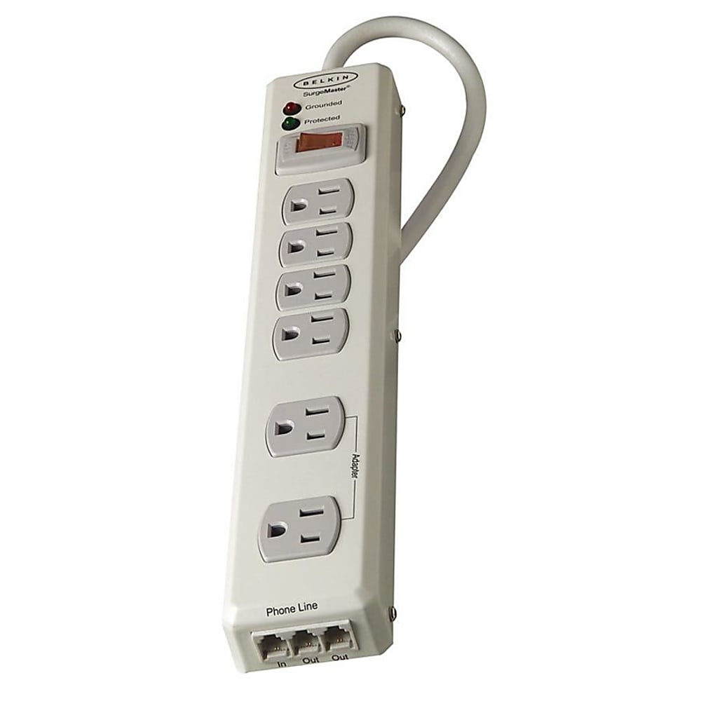 Belkin® SurgeMaster™ Home Grade Surge Protector, 6 Outlets, 6-Foot Cord ...