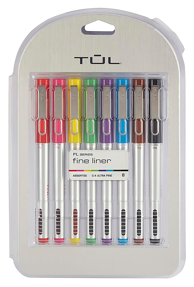 TUL® Fine Liner Felt-Tip Pens, Ultra-Fine, 0.4 mm, Silver Barrel ...