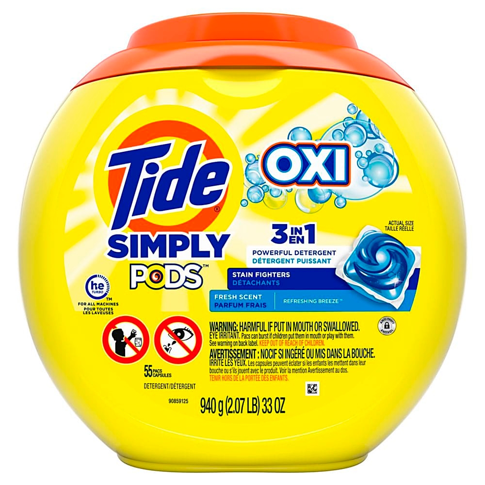 Tide Simply PODS + Oxi Liquid Laundry Detergent Pacs, 30 Oz, Refreshing ...