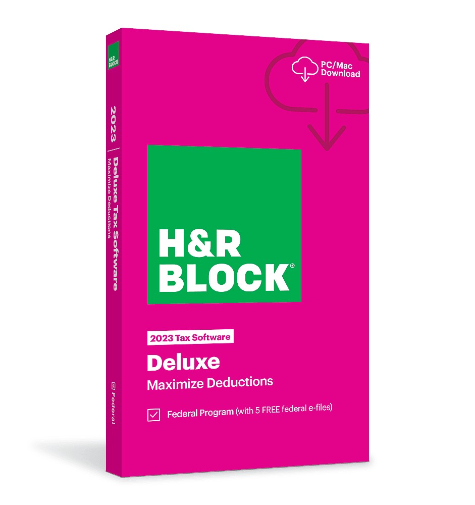 H&R Block Deluxe 2023 Tax Software, For PC/Mac, Product Key/Download ...