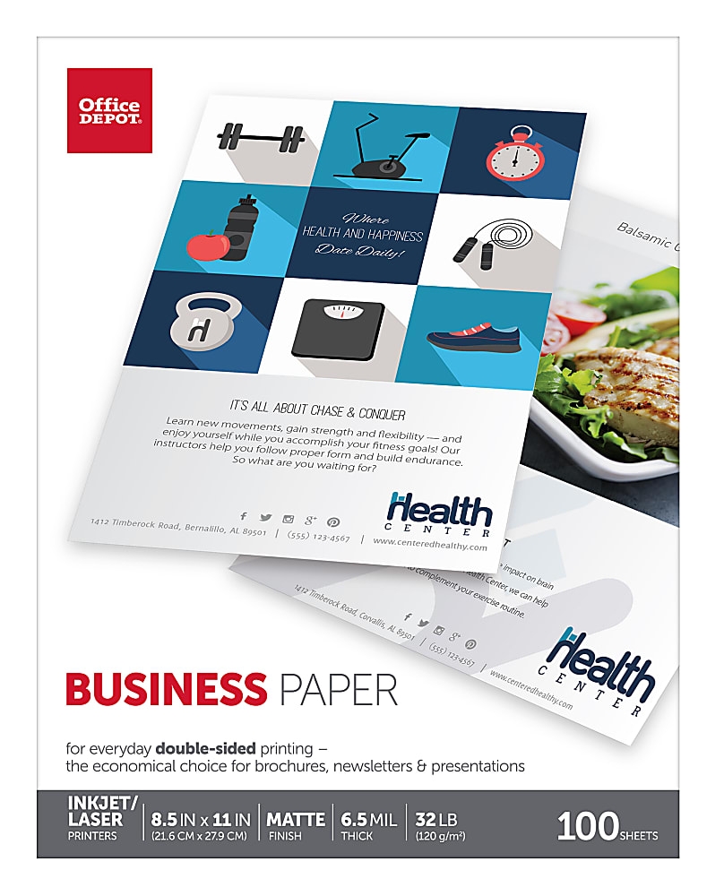 Office Depot® Brand Business Paper, Matte, Letter Size, White, Pack Of ...