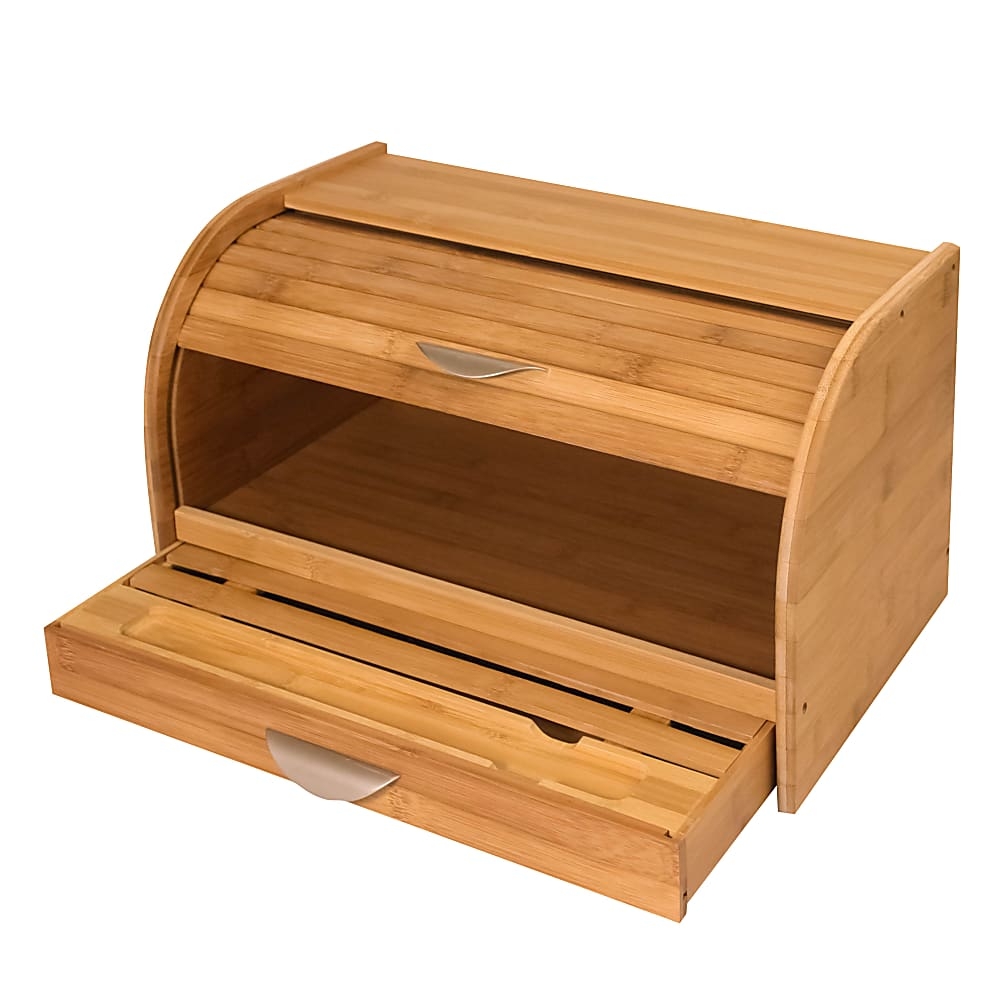 Honey-can-do KCH-01081 Bamboo Rolltop Bread Box - External Dimensions ...
