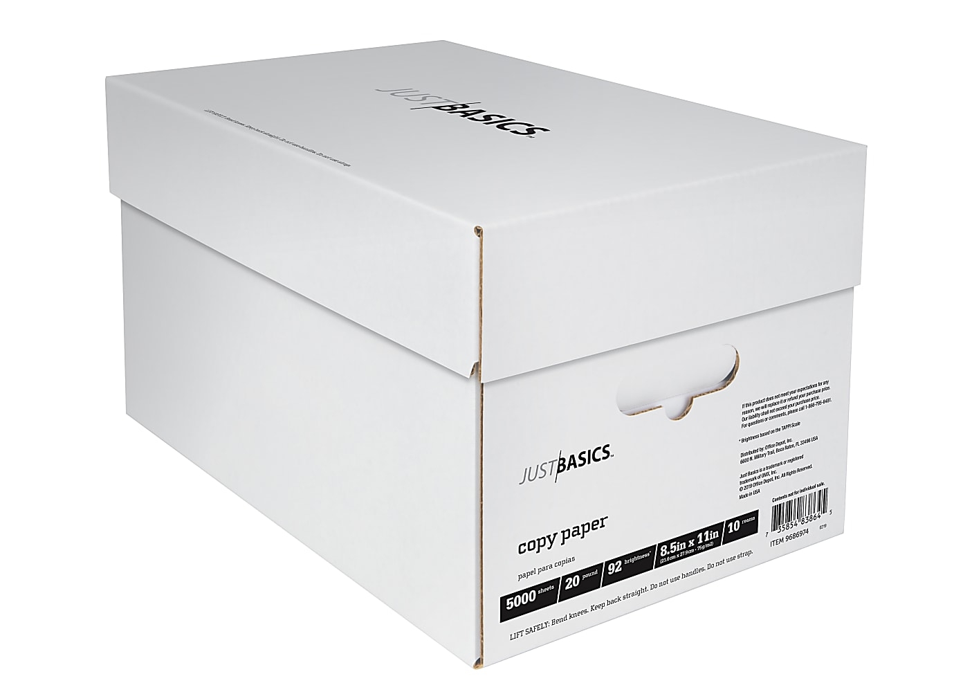 Just Basics™ Copy Paper, 10 Reams, White, Letter (8.5" x 11"), 5000 ...