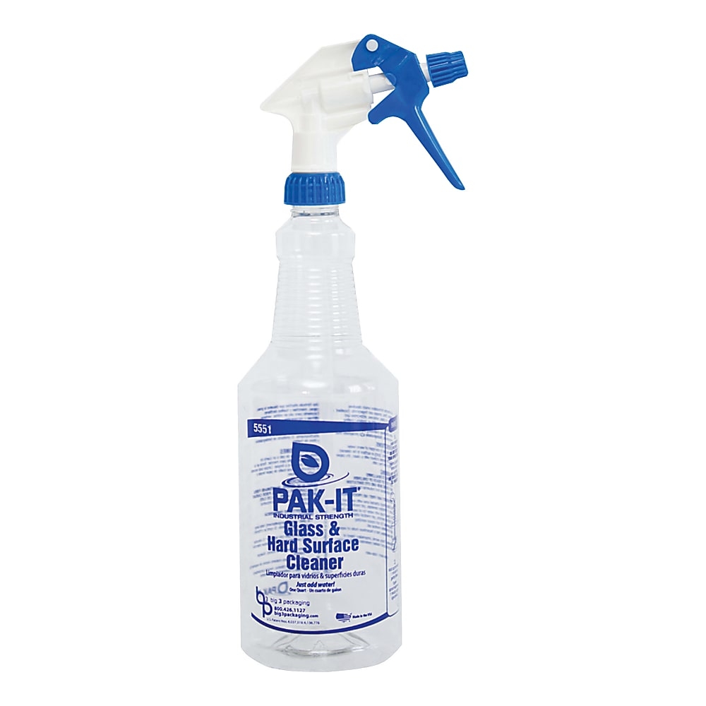 Big 3 Packaging PAK-IT Spray Bottle, Glass/Hard Surface Cleaner, 32 Oz ...