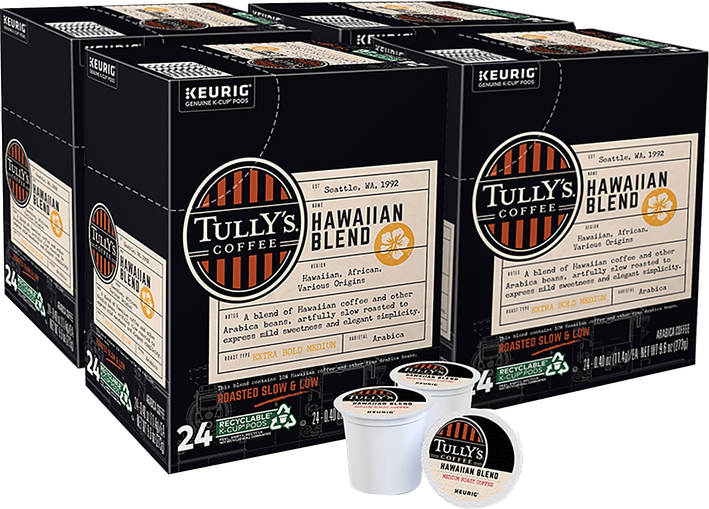 Tully’s Coffee Hawaiian Blend Single-Serve K-Cups®, Carton Of 24 K-Cups ...