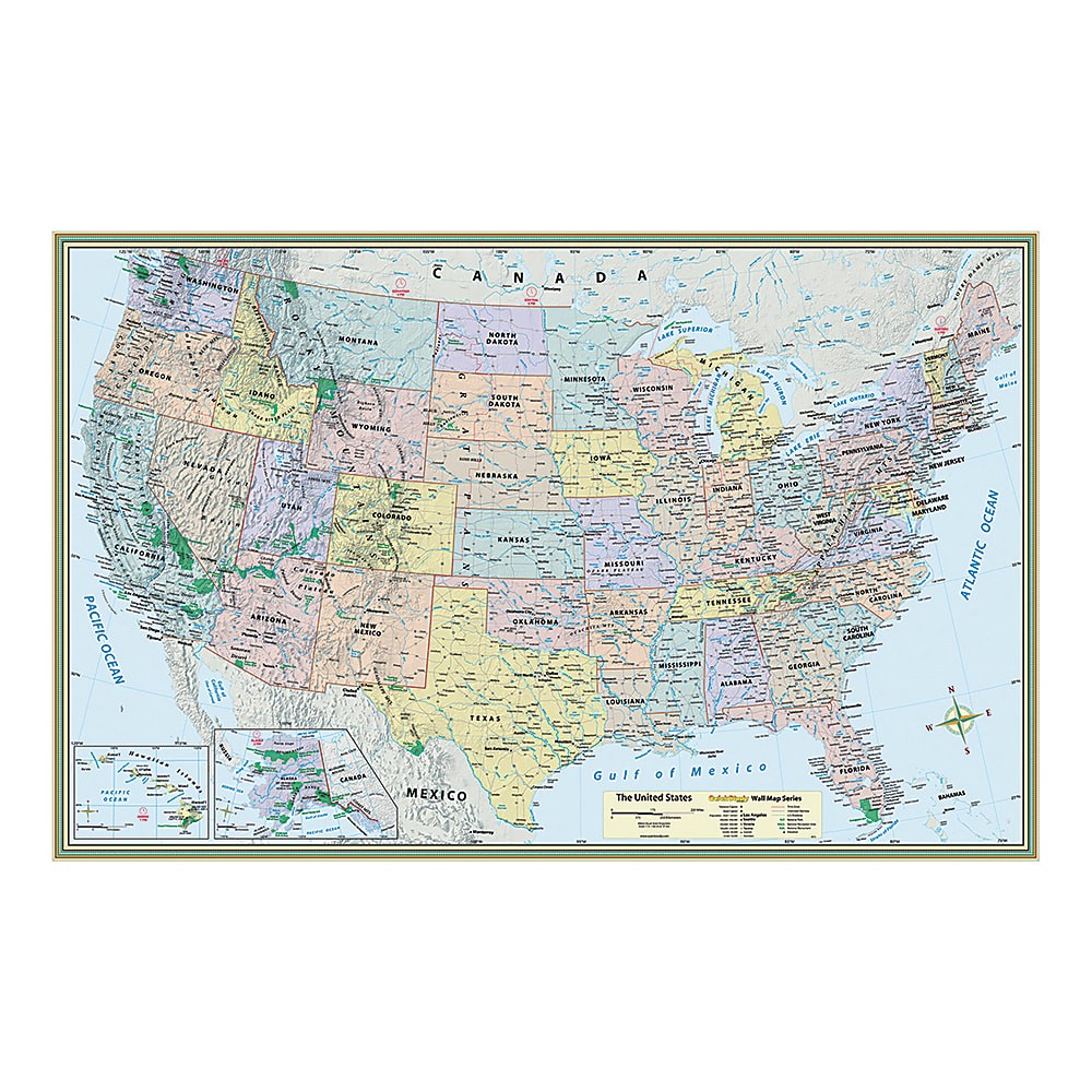 QuickStudy Detailed Topography Map, United States, 50" x 32" Deals and ...
