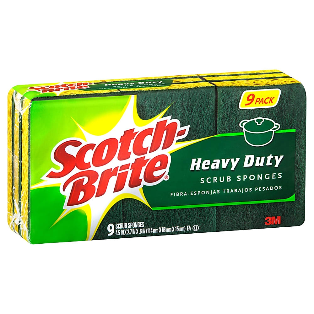 Scotch-Brite™ Heavy-Duty Scrub Sponges, Green/Yellow, Pack Of 9 Best ...