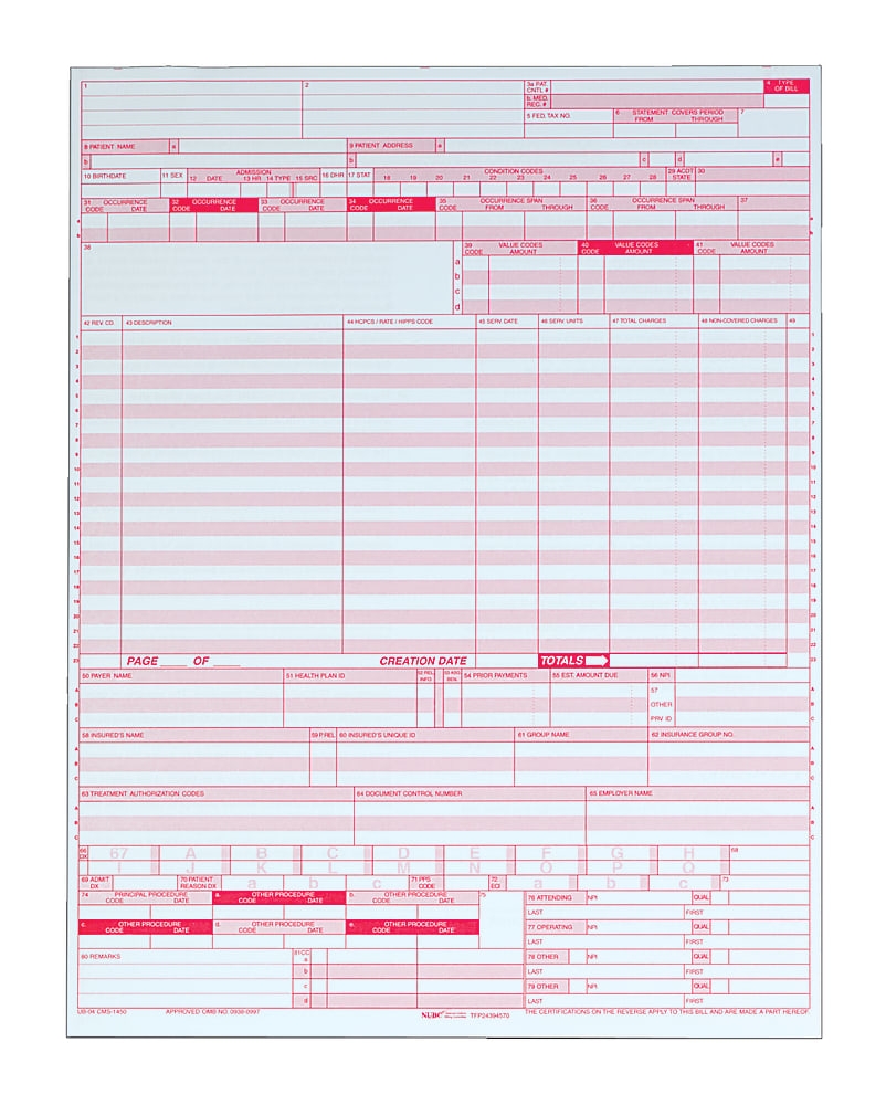 TOPS® UB-04 Forms, 1 Part, White, 8 1/2"" x 11"", Box Of 2,500 Deals ...