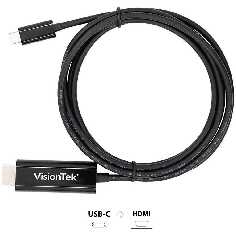 VisionTek USB-C to HDMI 2.0 Active 2 Meter Cable (M/M) - USB Type C to ...