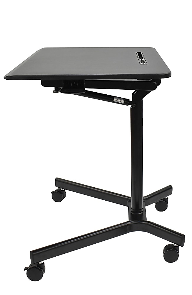 Realspace 28""W Mobile Sit-to-Stand Compact Desk/Laptop Cart, Black ...