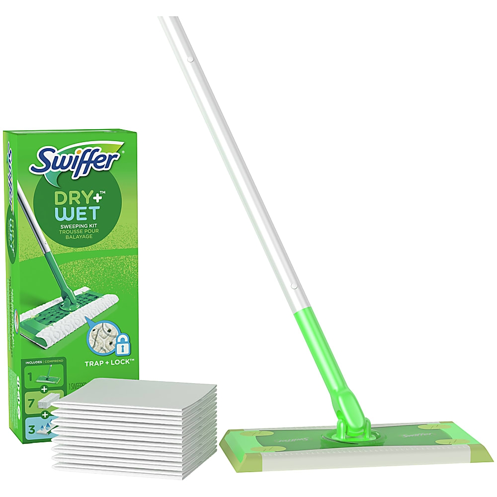 Swiffer® Sweeper® Dry + Wet Starter Kit, 46""H x 10""W x 8""D, Silver ...
