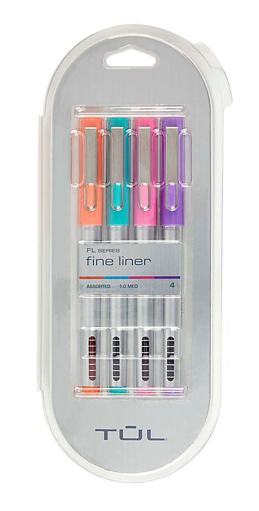 TUL® Fine Liner Felt-Tip Pen, Fine, 1.0 mm, Silver Barrels, Assorted ...