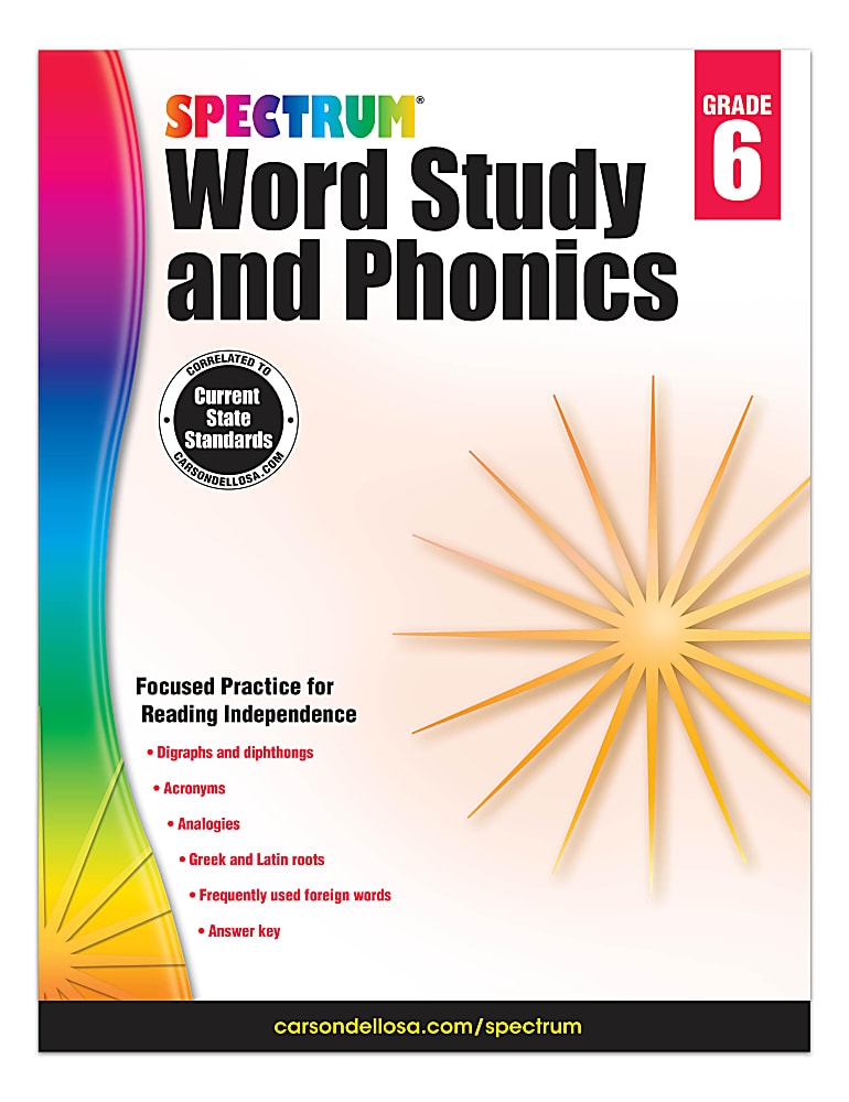 Carson-Dellosa Spectrum Word Study And Phonics Workbook, Grade 6 Deals ...