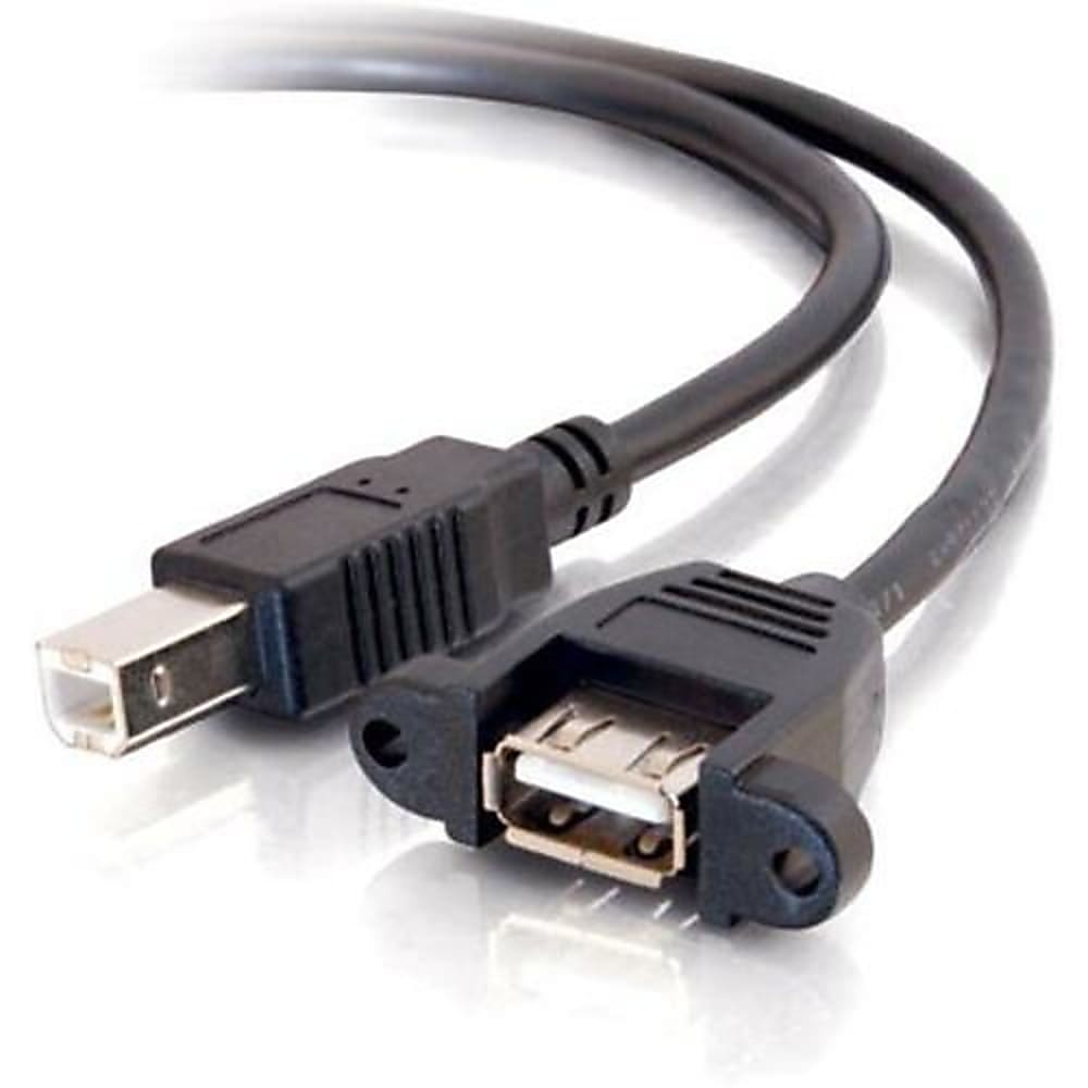C2G 1.5ft Panel-Mount USB 2.0 A Female to B Male Cable - Type A Female ...