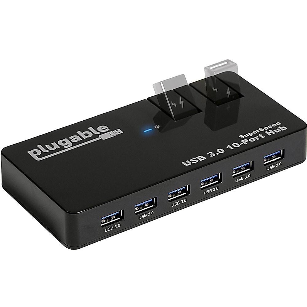 Plugable USB Hub, 10 Port - USB 3.0 5Gbps with 48W Power Adapter and ...