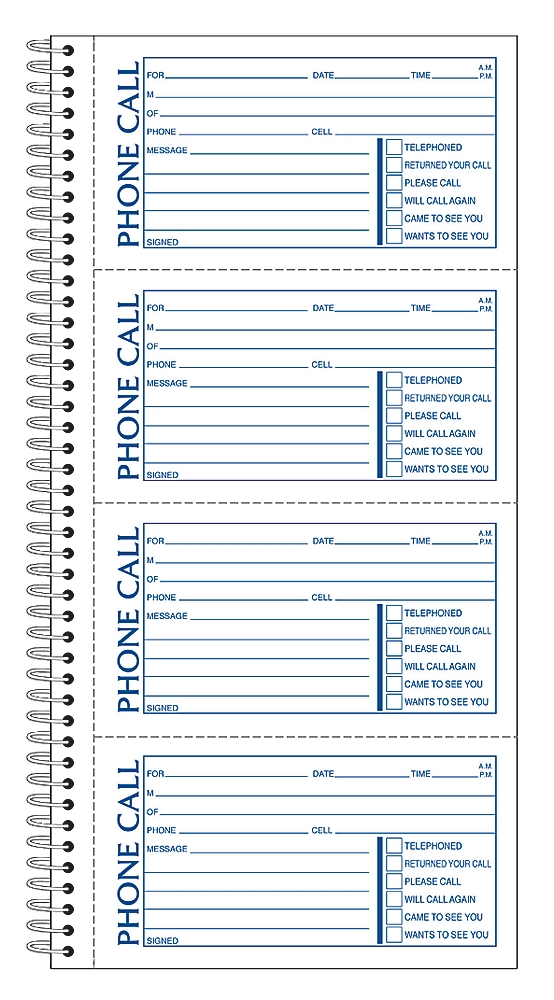 Adams® Phone Message Books, 11"" x 5 1/2"", 100 Pages, White/Canary ...