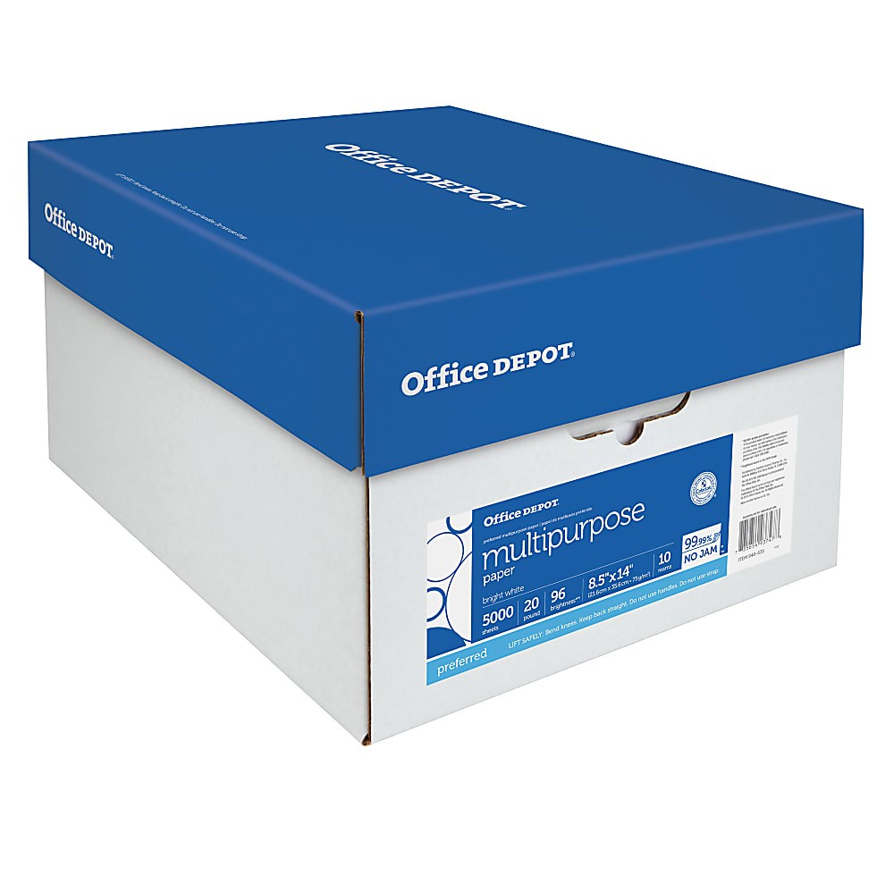 Office Depot® Multi-Use Printer & Copy Paper, 10 Reams, White, Legal (8 ...