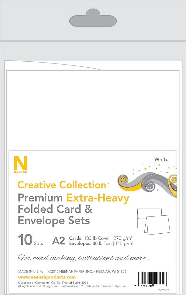 Neenah® Creative Collection™ Card And Envelope Set, A2, White, FSC ...