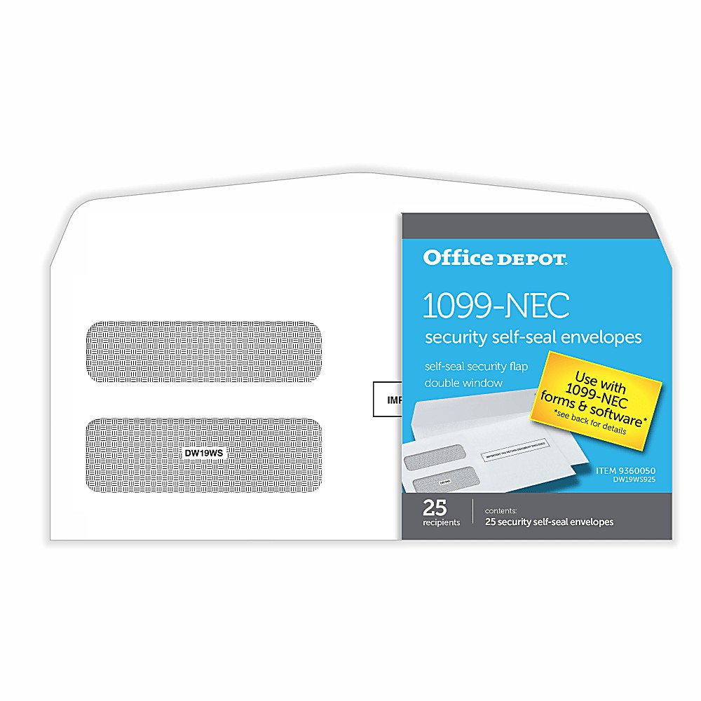 Office Depot® Double-Window Self-Seal Envelopes For 1099-NEC 3-Up Tax ...