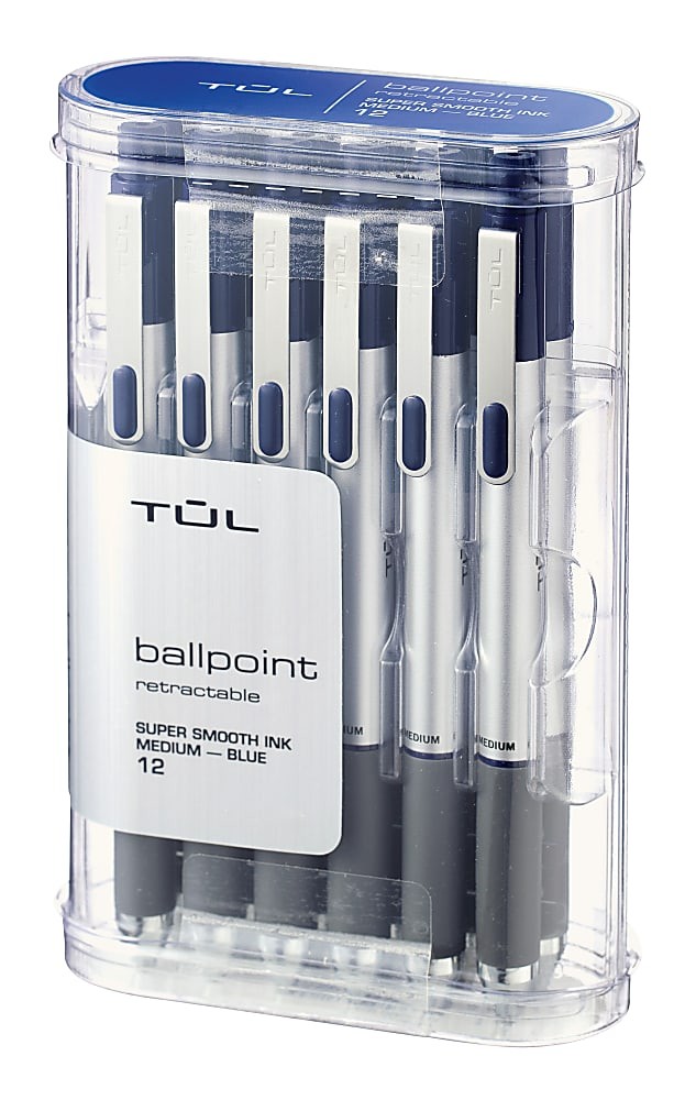TUL® BP Series Retractable Ballpoint Pens, Medium Point, 1.0 mm, Silver ...