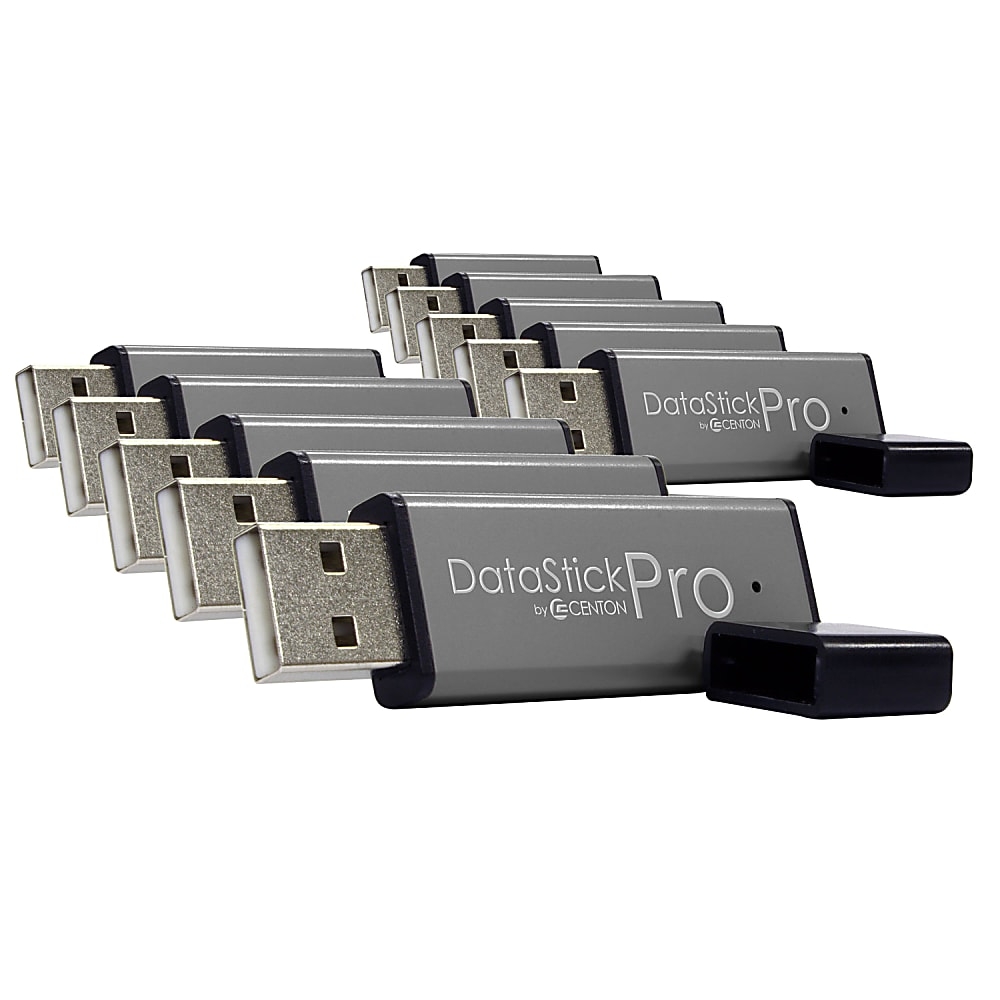 Centon DataStick Pro USB 2.0 Flash Drives, 16GB, Gray, Pack Of 10 Flash ...