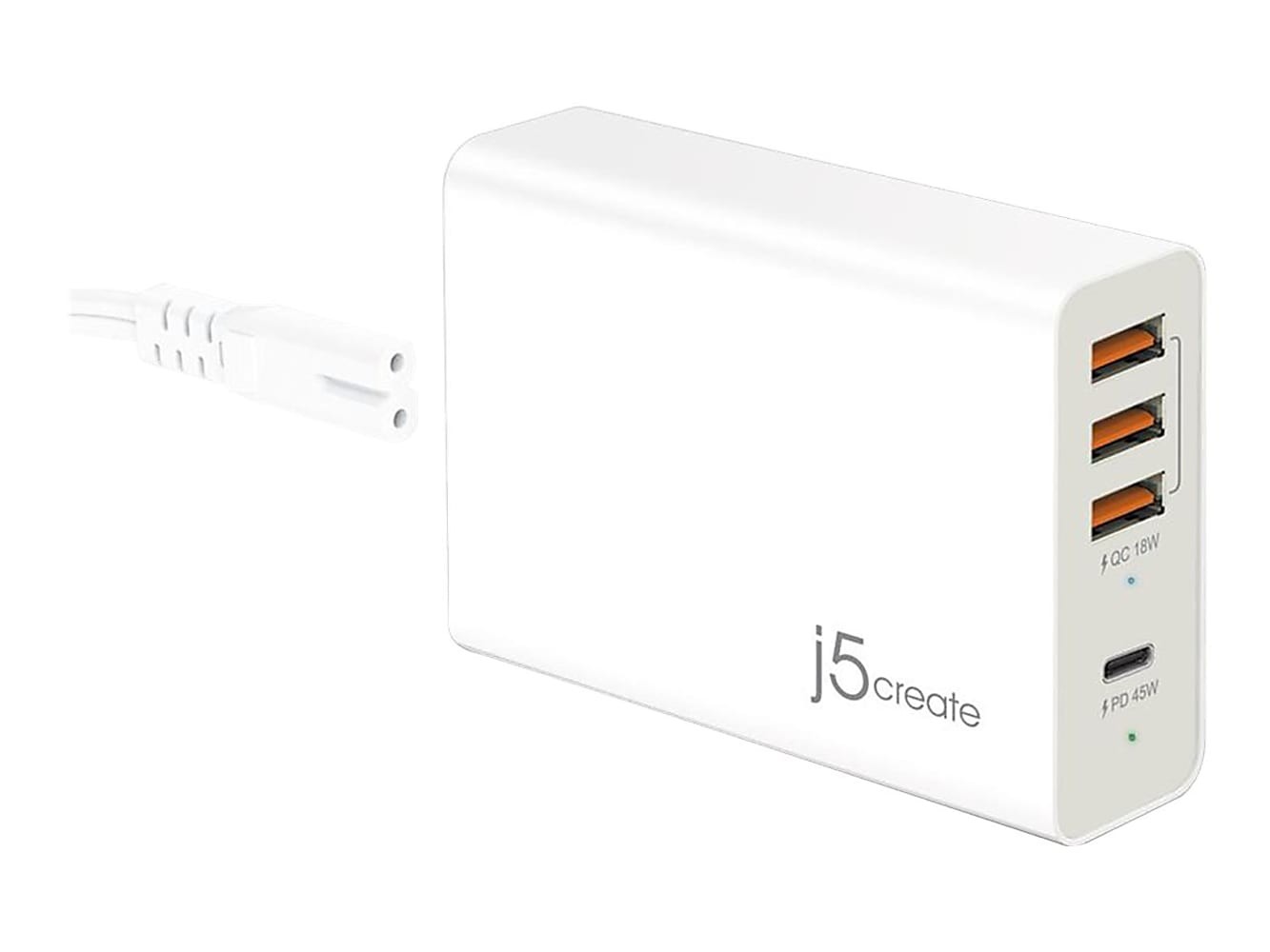 j5create AC 100 63-Watt 4-Port Power Adapter, White, JUP4263 Deals and ...