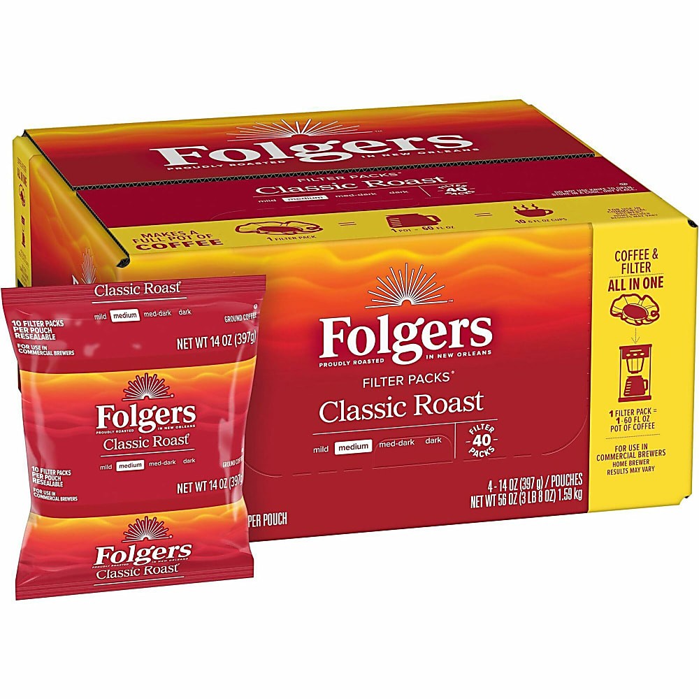 Folgers® Single-Serve Coffee Packets, Classic Roast, Carton Of 40 Deals ...