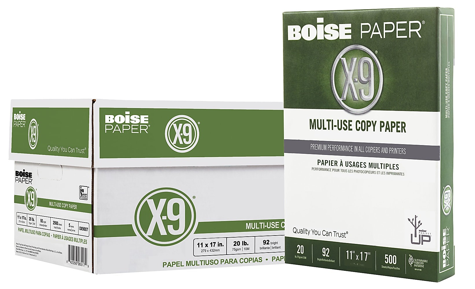 Boise® X-9® Multi-Use Printer & Copy Paper, 5 Reams, White, Ledger (11 ...