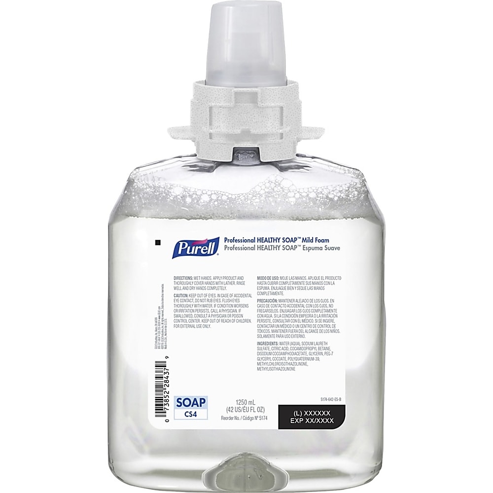 Purell® Healthy Soap Mild Foam Refills, 1250 mL, Unscented, Pack Of 4 ...