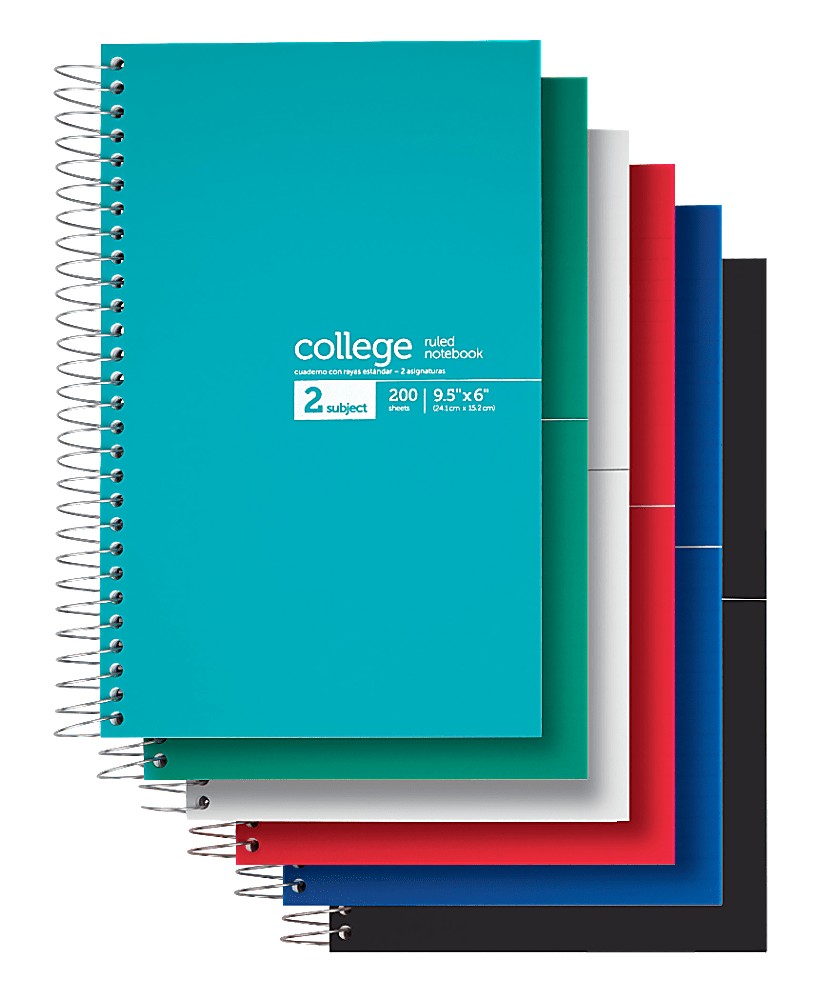 Office Depot® Brand Notebook, 9 1/2" x 6", 2 Subjects, College Ruled ...