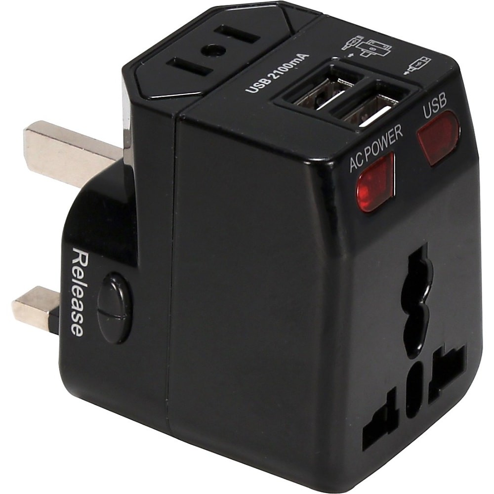 QVS Premium World Travel Power Adaptor with Surge Protection & 2.1A ...