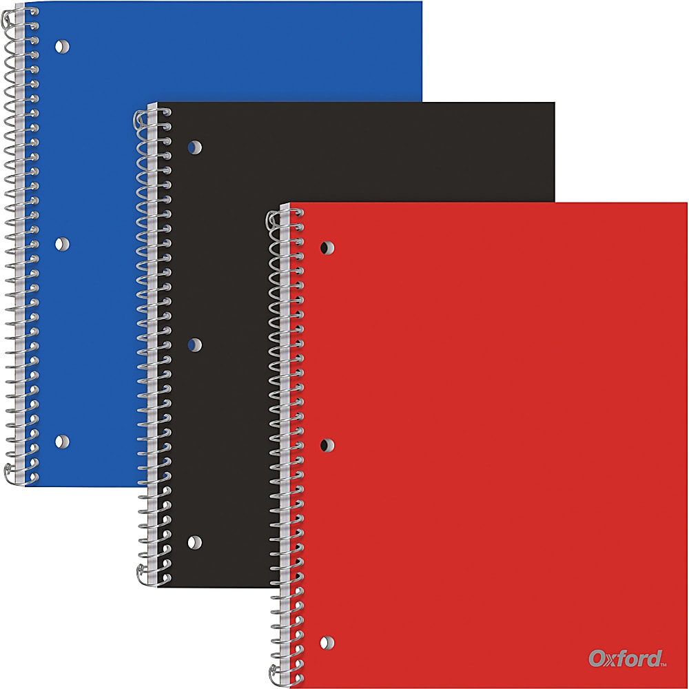 Oxford® Spiralbound Poly Notebooks, 8 1/2" x 10 1/2", 1 Subject, 100 ...