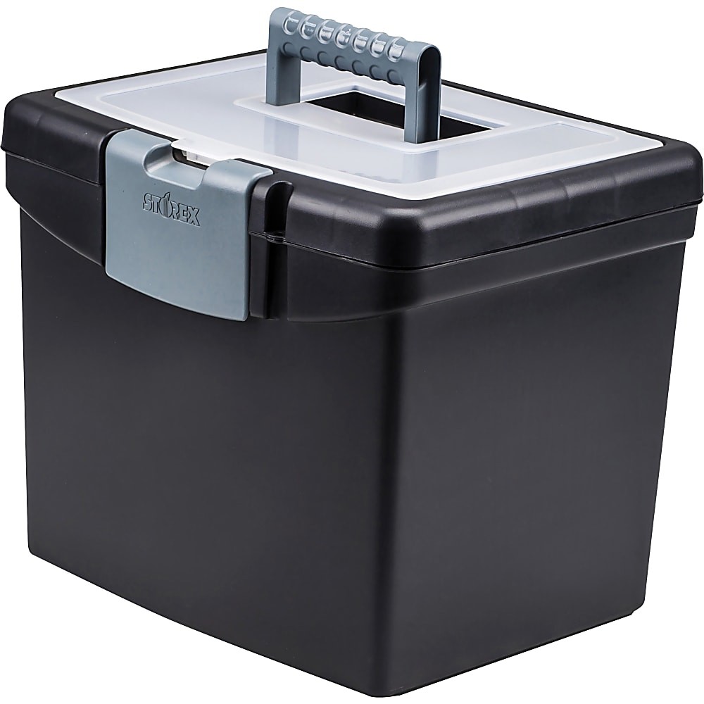 Storex Medium-Duty Portable File Storage Box With XL Lid, Letter Size ...