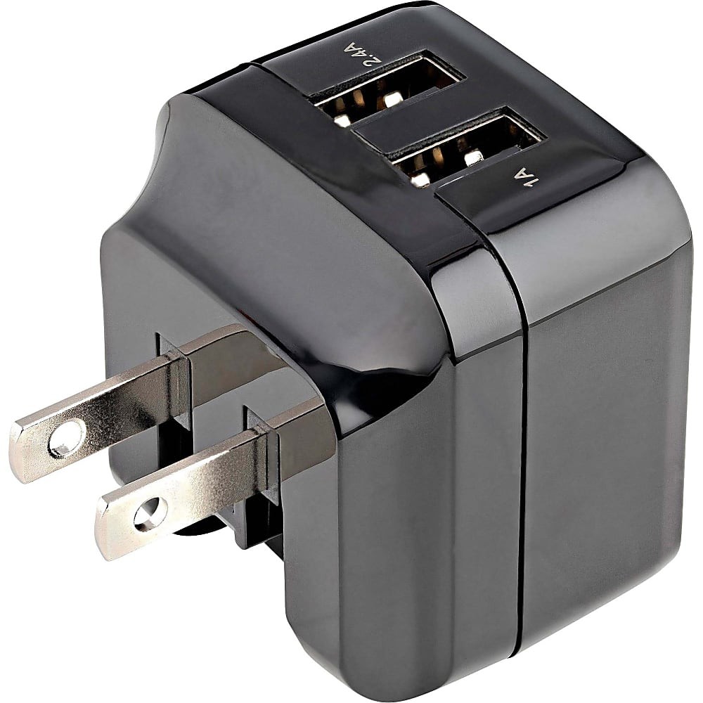 StarTech.com 2 Port USB Wall Charger, 17W Wall Charger Hub (2.4A & 1A ...