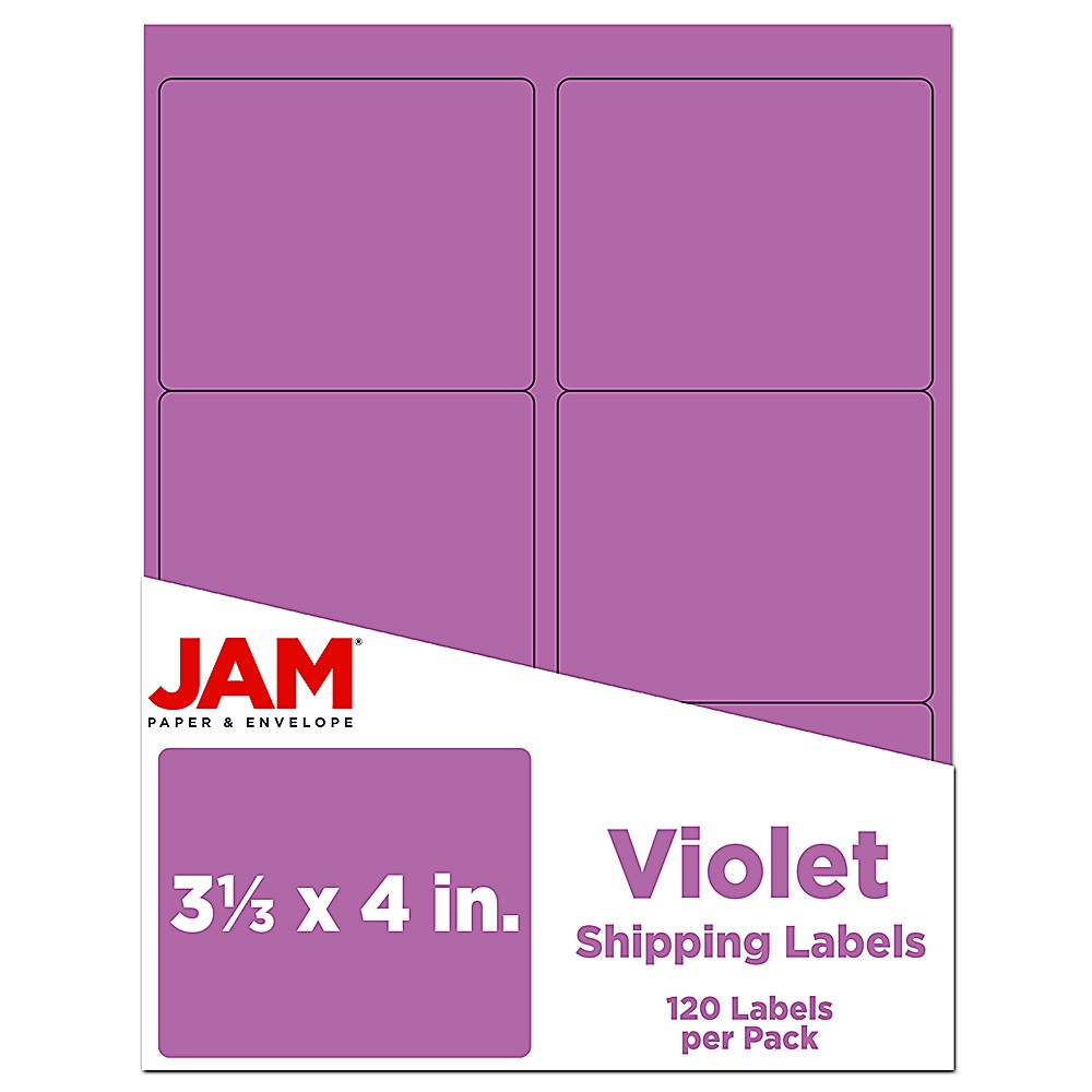 JAM Paper® Mailing Address Labels, Rectangle, 3 1/3"" x 4"", Purple ...