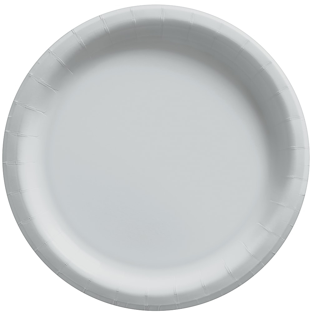 Amscan Round Paper Plates, Silver, 6-3/4"", 50 Plates Per Pack, Case Of ...