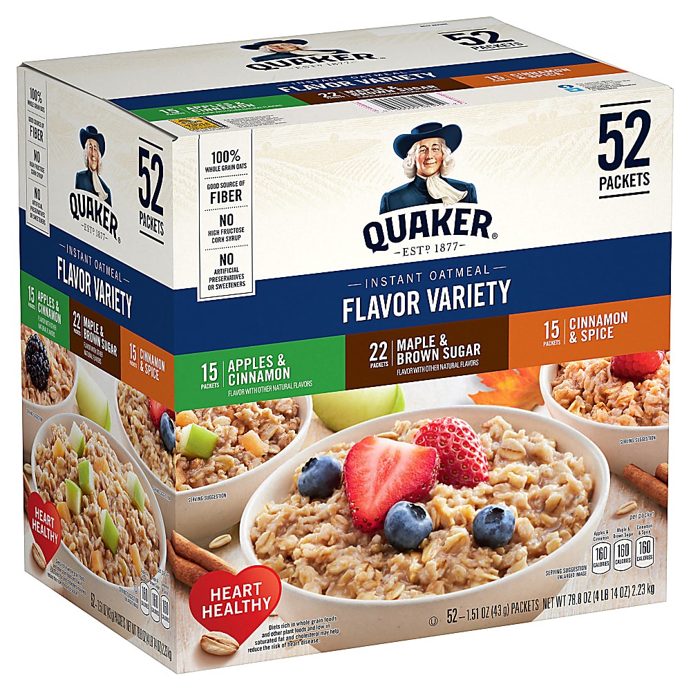 Quaker Oatmeal Flavor Variety Pack, Box of 52 Deals and Price History ...