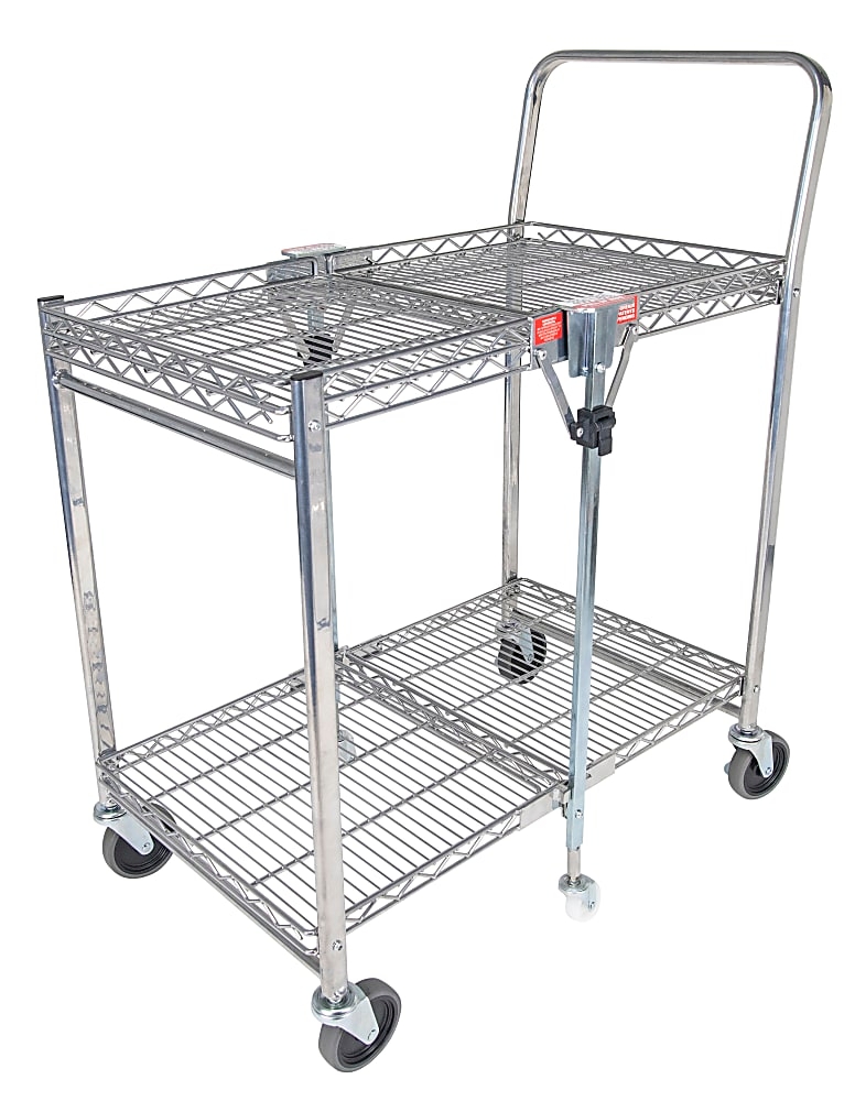 Bostitch® Small Stow-Away Folding Cart, 39" x 19-1/2" x 31", Chrome ...
