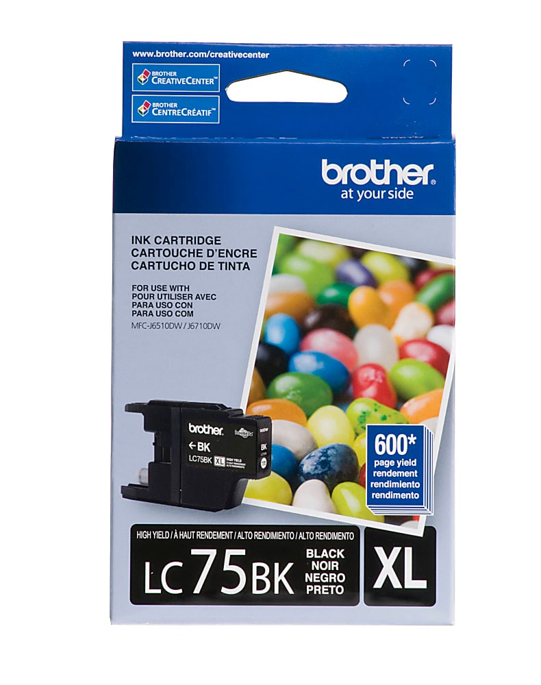 Brother® LC75 High-Yield Black Ink Cartridge, LC75BK, LC75BKS Best ...
